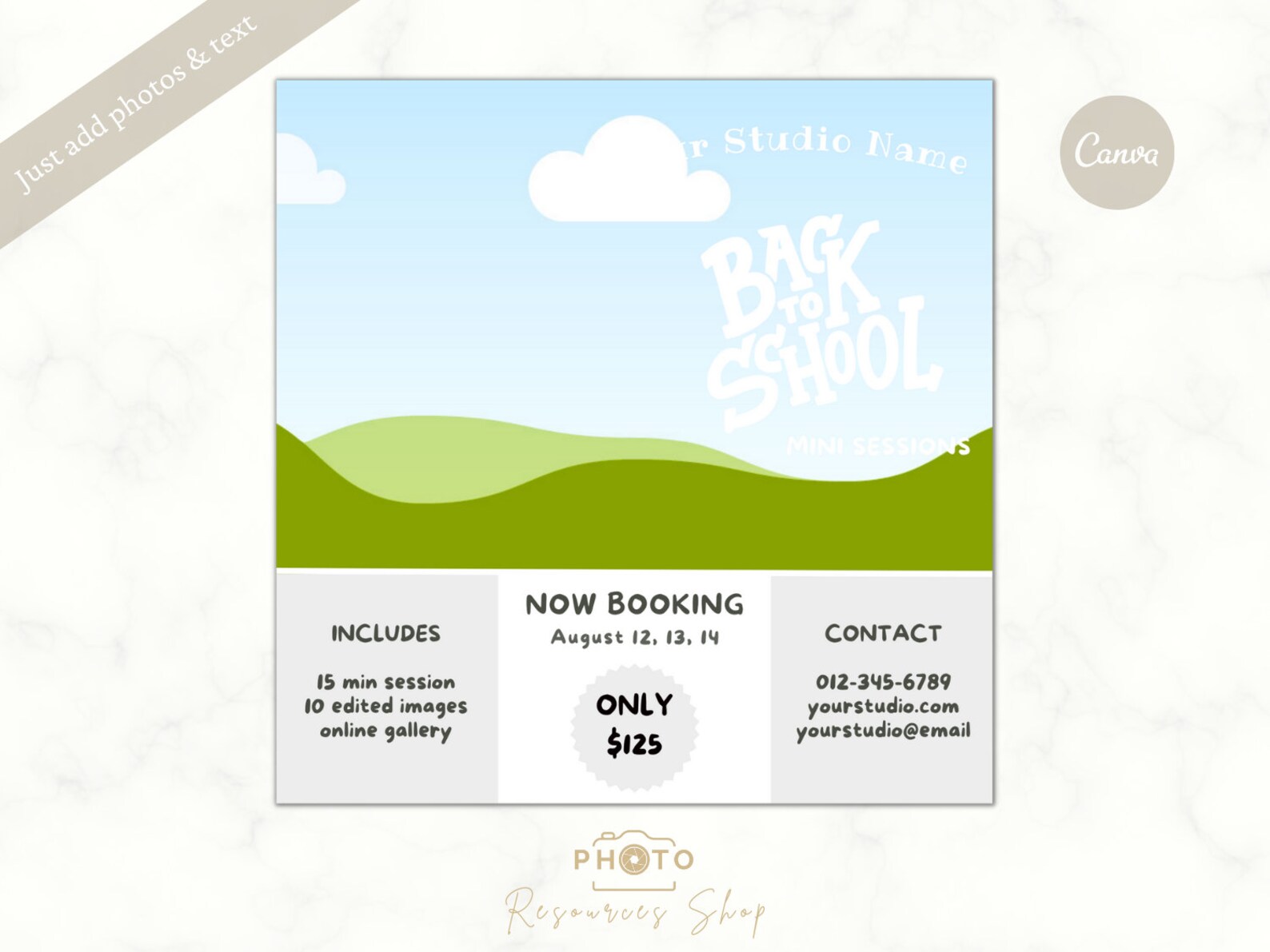 Back to School Mini Sessions Template | Photography Marketing ...