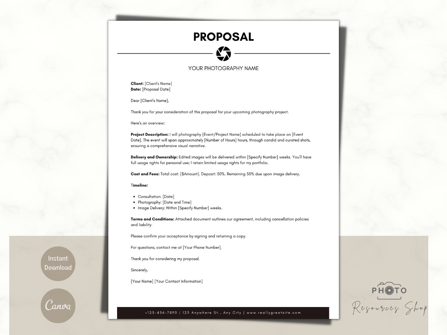 Photography Proposal Template | Photo Session List | Canva Template ...