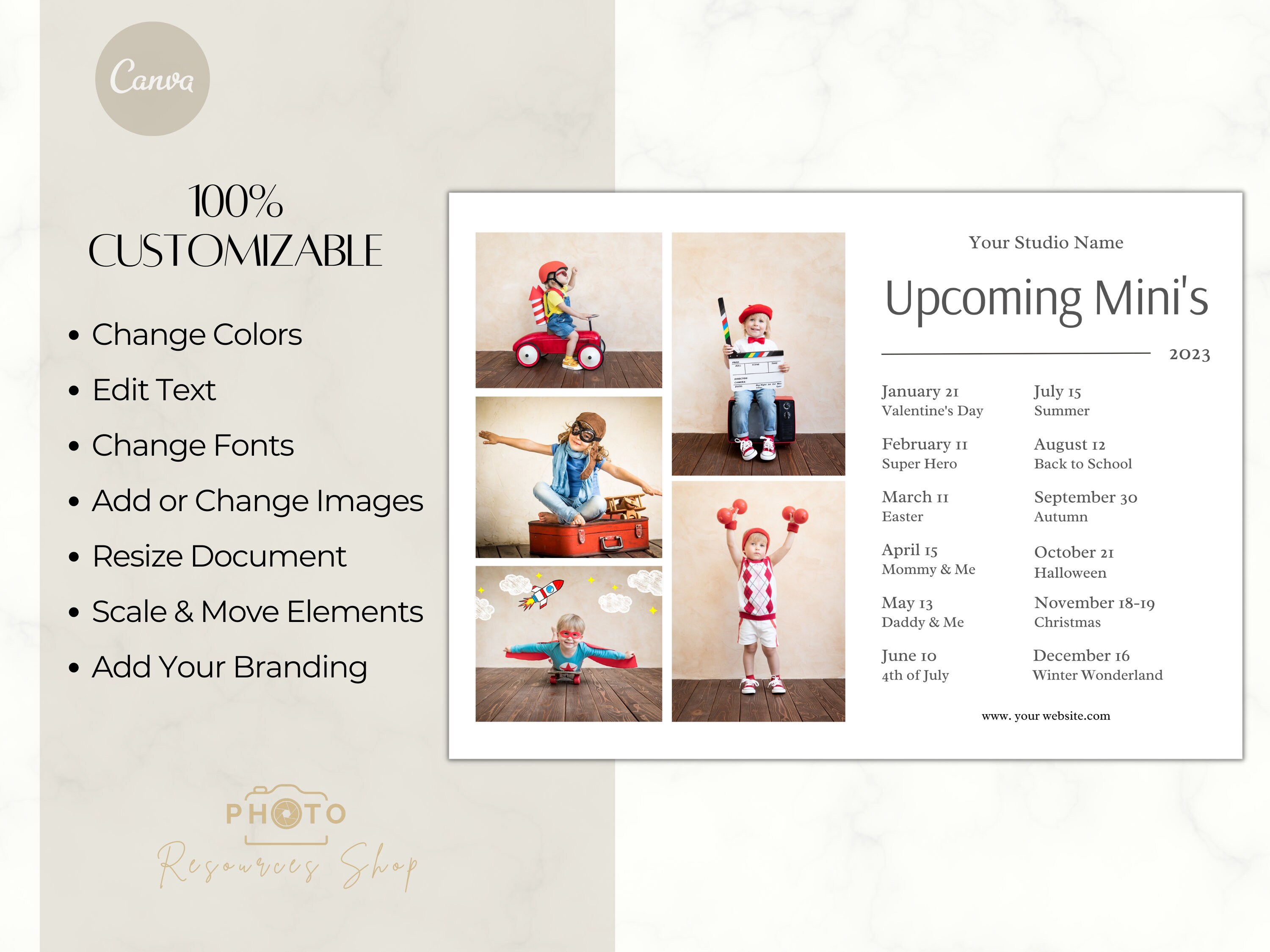 Upcoming Sessions Template, Photography CANVA Template, Mini Sessions ...