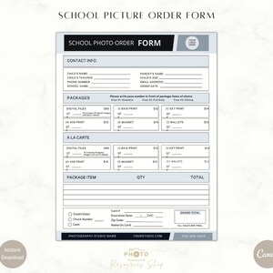 School Photography Order Form | Canva Template | Photography Forms ...