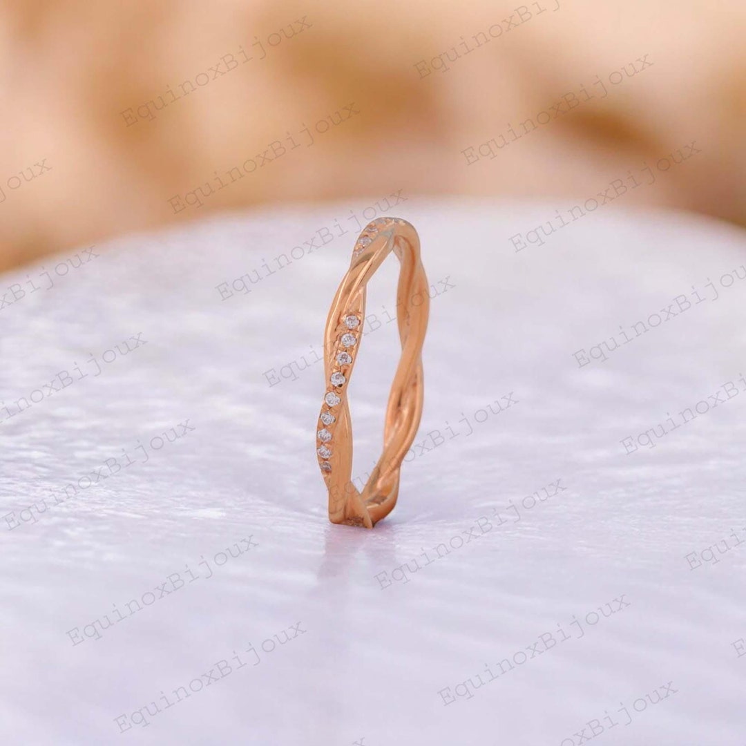 14K Diamond Twisted Wedding Band Diamond Ring Infinity Twisted Band ...