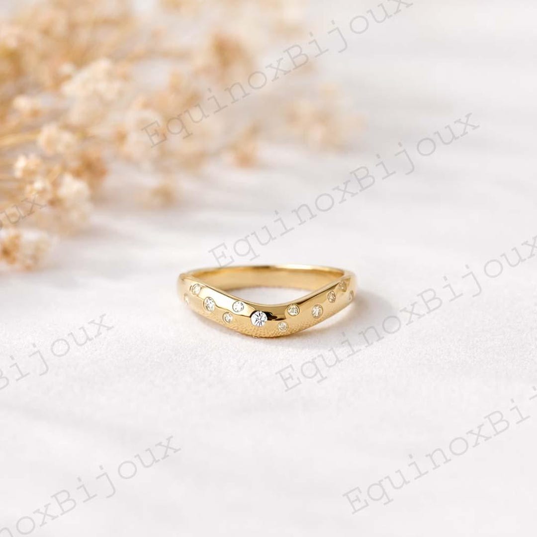 Diamond Deep Curve Wedding Band - Thick Pave U-shaped Stacking Band ...