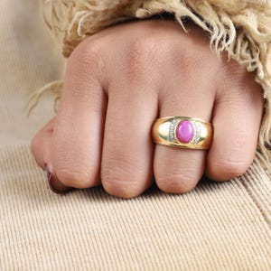 14k Gold Men's Star Ruby Ring, Solid 925 Sterling Silver, Lindy Star ...