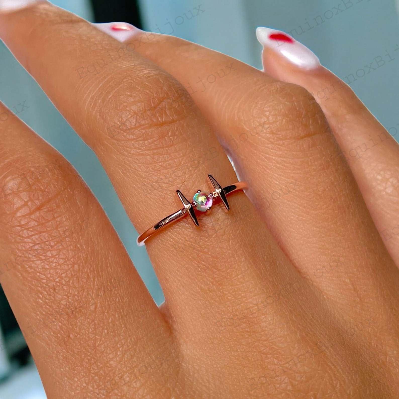 Star Wars Tie Fighter Ring Gold Moonstone Ring Gift for Star Wars ...
