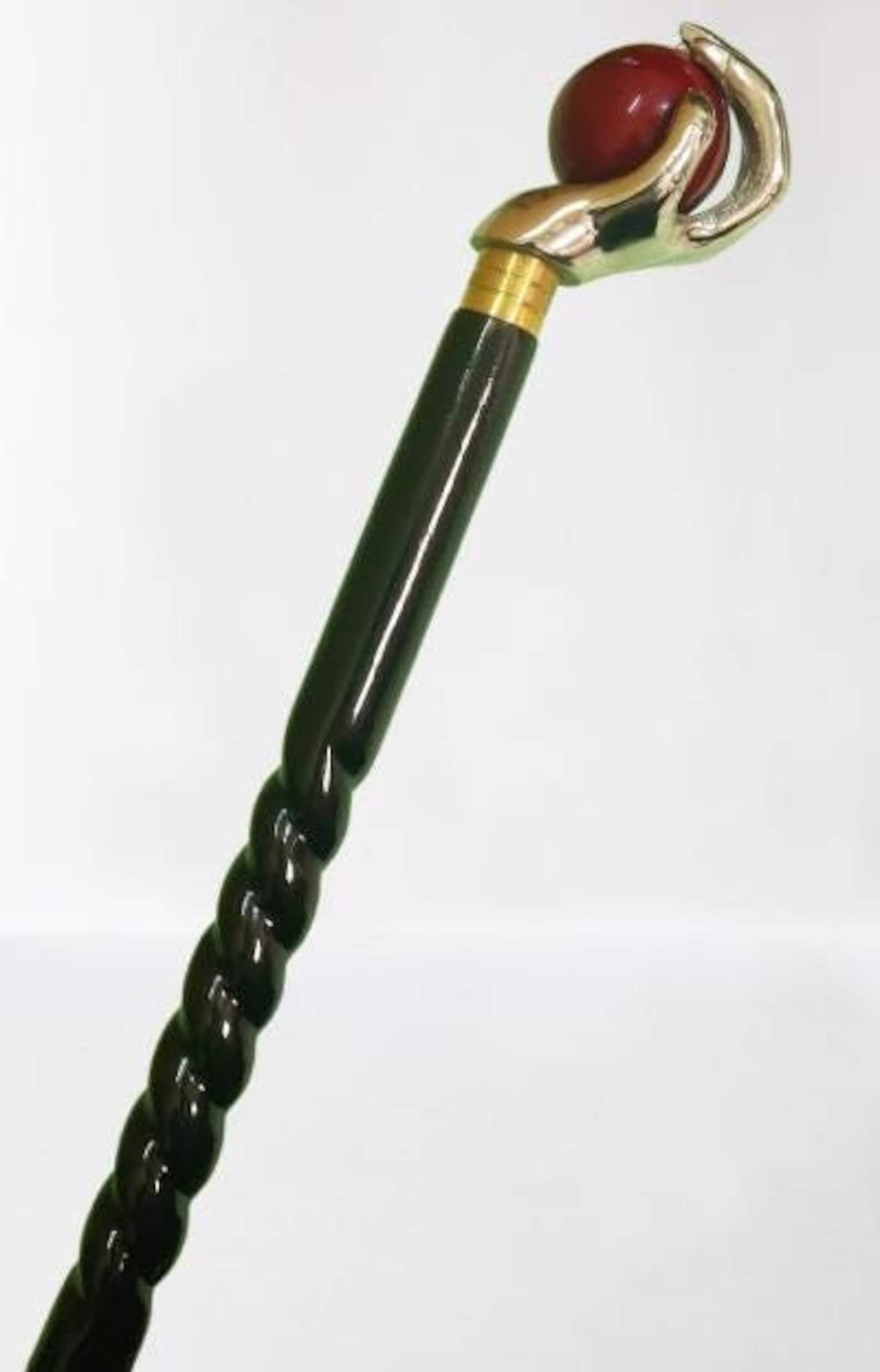 Victorian Brass Ball Handle Walking Stick – Classic Wooden Cane With ...