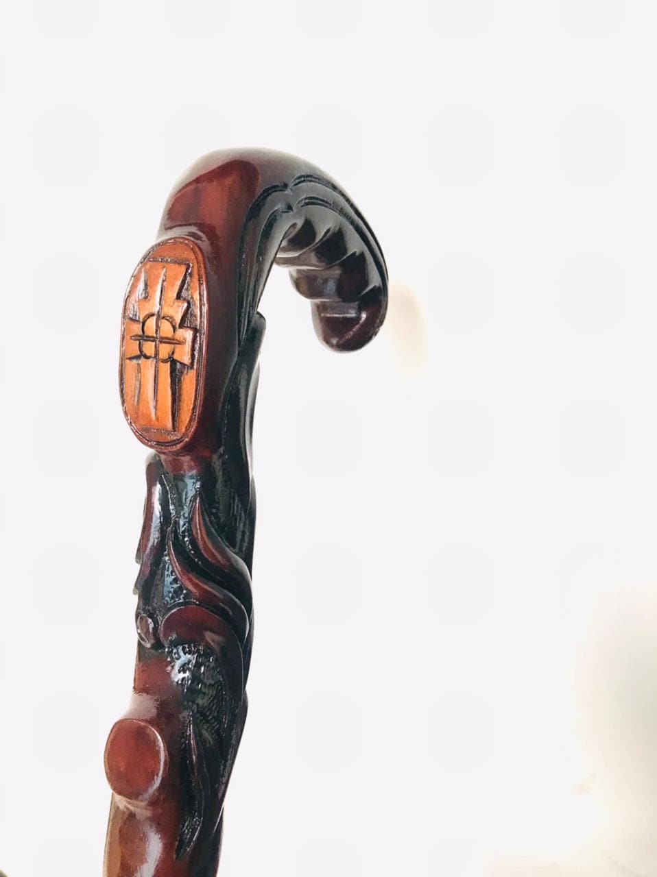 Christian Cross Engraved Walking Stick – Handcrafted 36" Wooden Cane ...