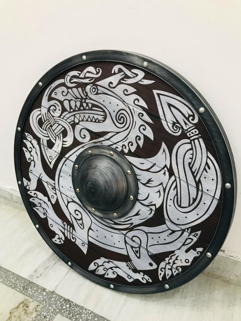 Medieval Warrior Wooden Shield | Battleworn Knight & Viking LARP Armor ...