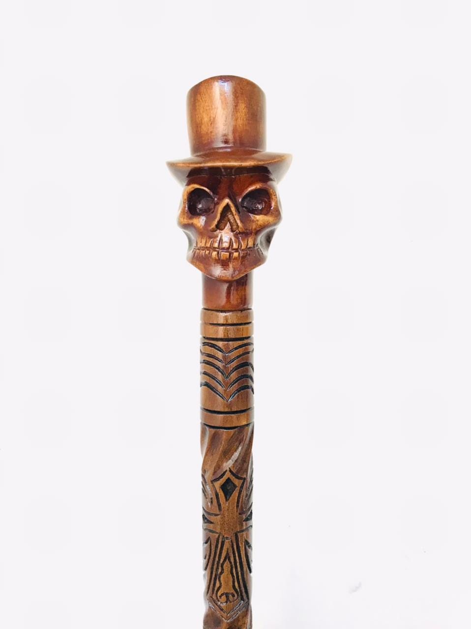 Handcrafted Skull Walking Cane – Gothic Design, Sturdy Wooden Cane for ...