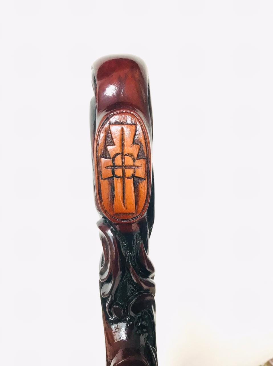 Christian Cross Engraved Walking Stick – Handcrafted 36" Wooden Cane ...