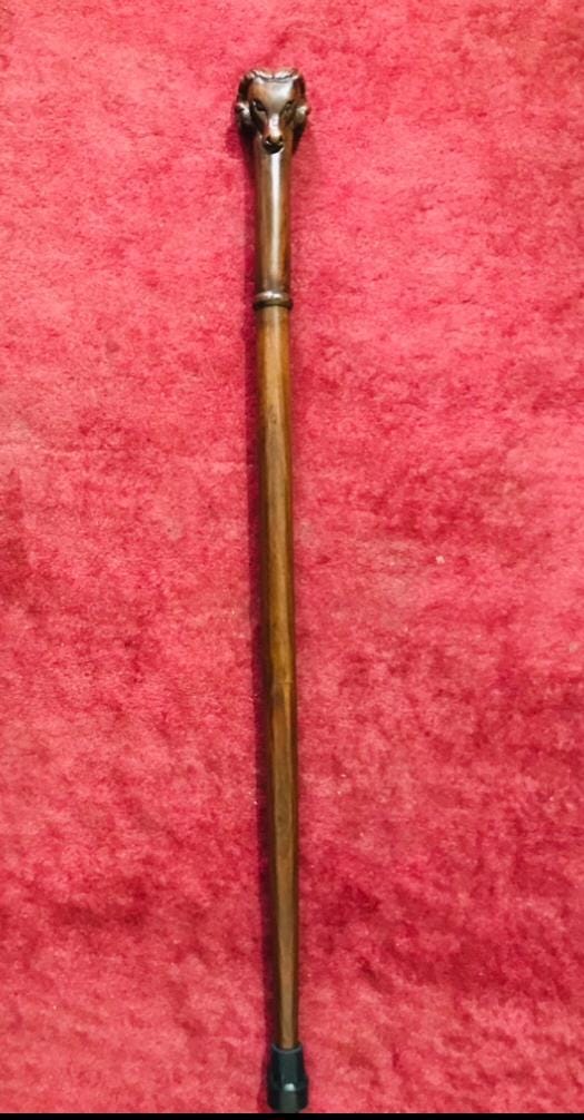 Buffalo-themed Walking Stick – Hand-carved Wooden Cane With Intricate ...
