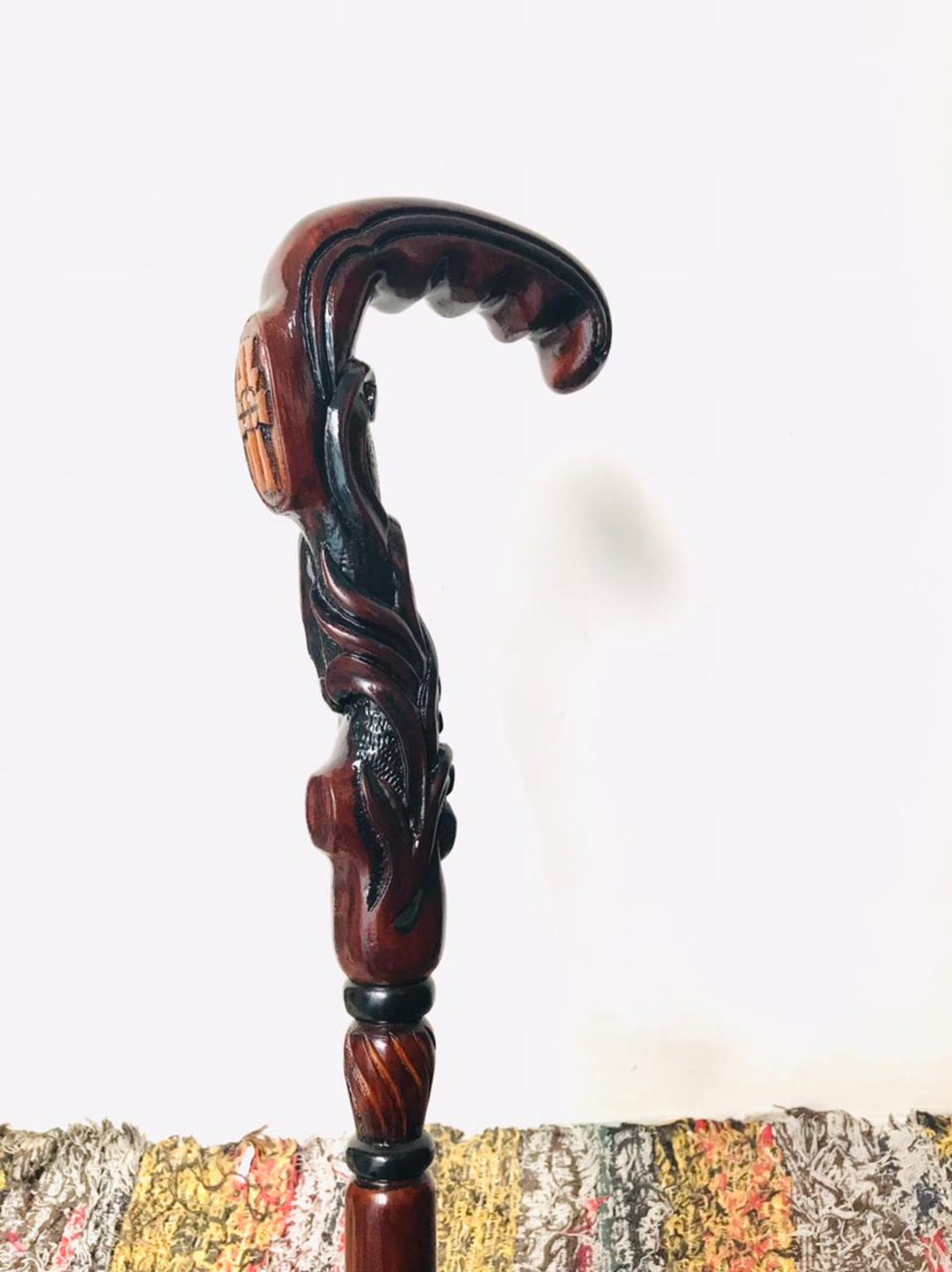 Christian Cross Engraved Walking Stick – Handcrafted 36" Wooden Cane ...