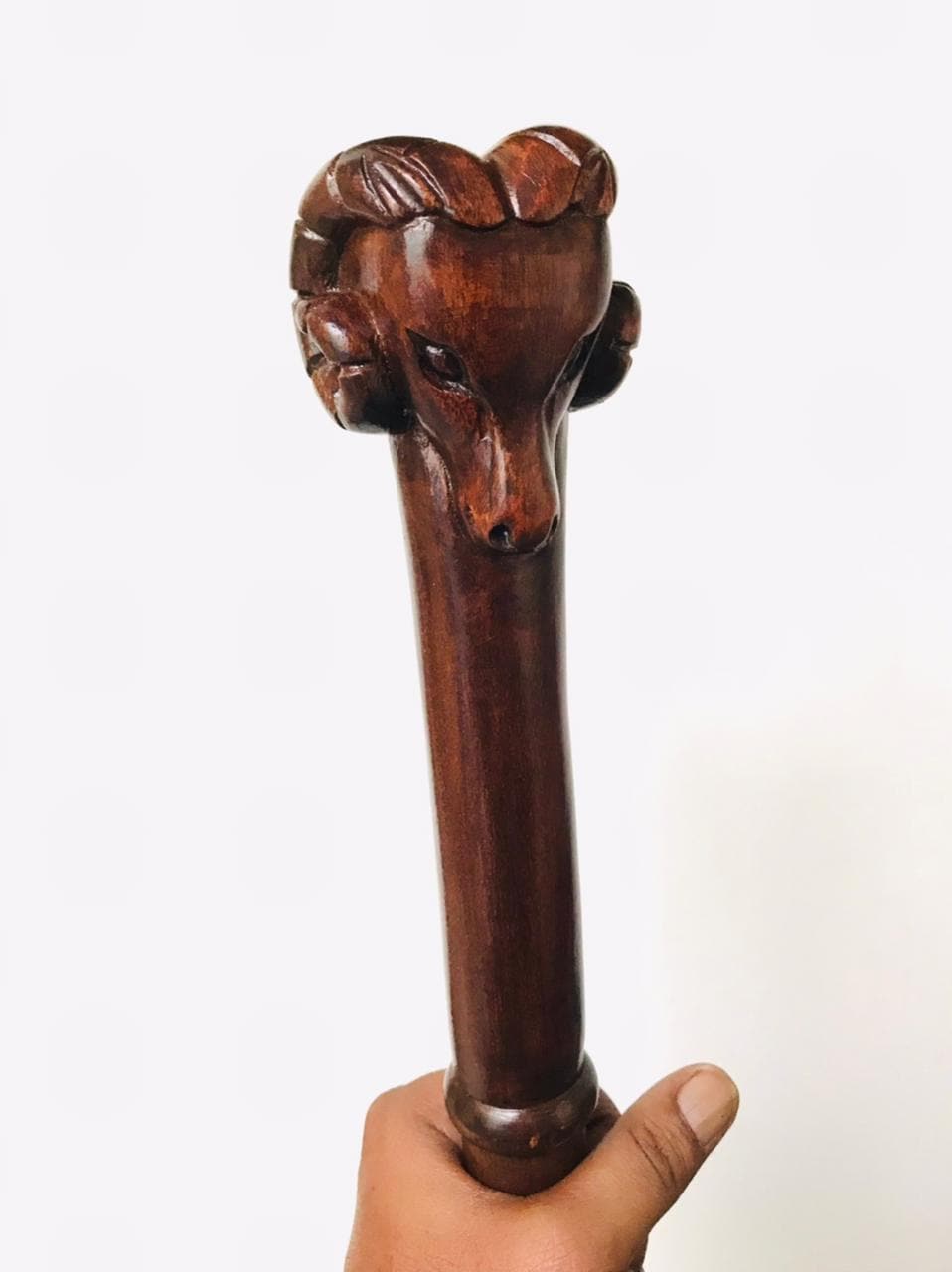 Buffalo-themed Walking Stick – Hand-carved Wooden Cane With Intricate ...