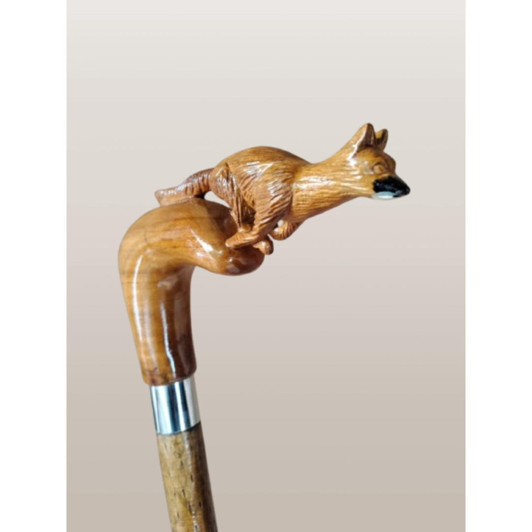 Wooden Fox Head Walking Stick Stylish and Durable Wooden Cane - Etsy
