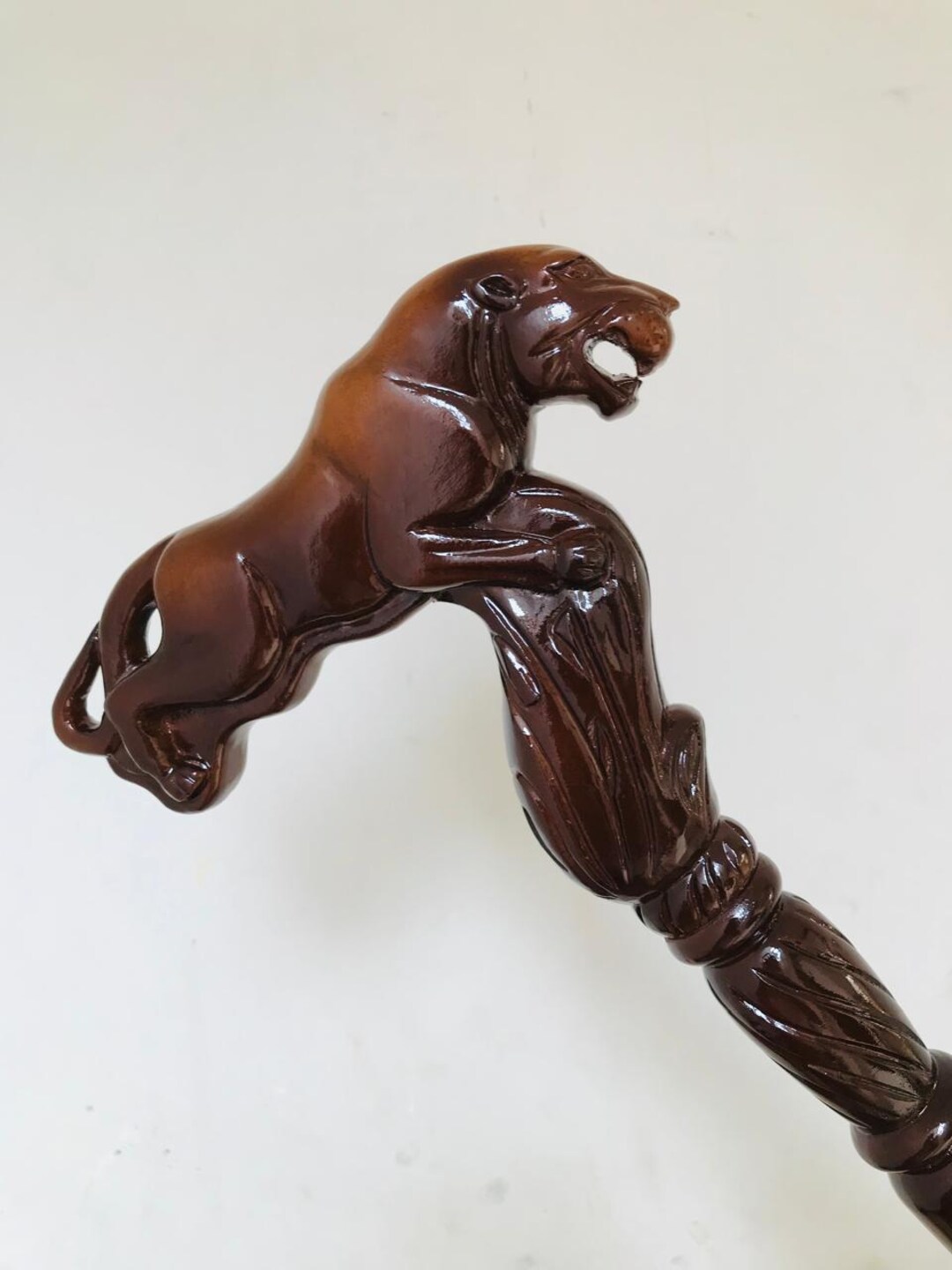 Bâton de marche à tête de léopard | Canne en bois animal pour homme ...