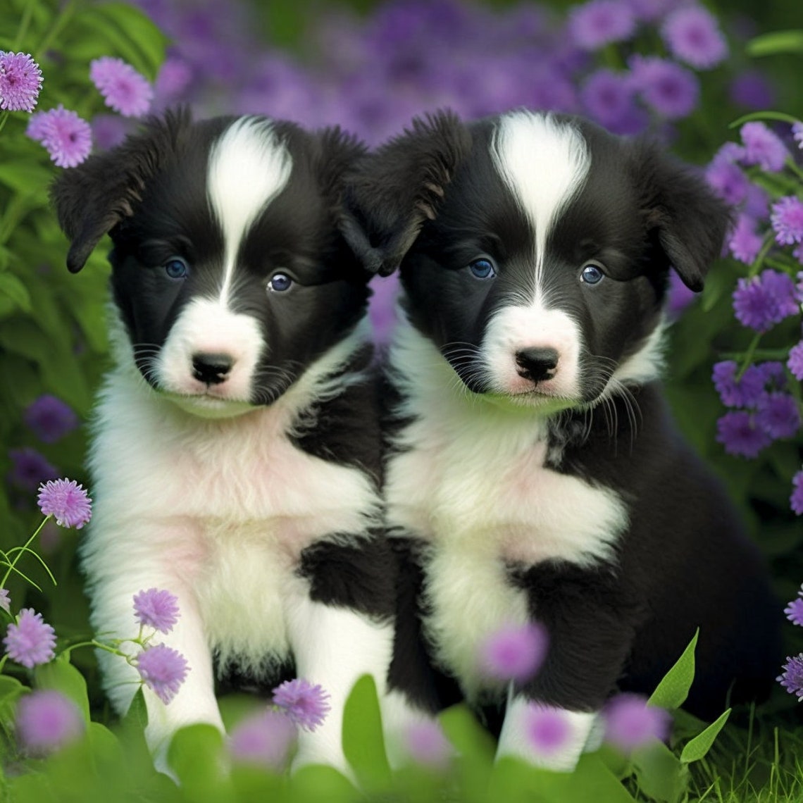 Cute Border Collie Puppies Digital Print - Etsy
