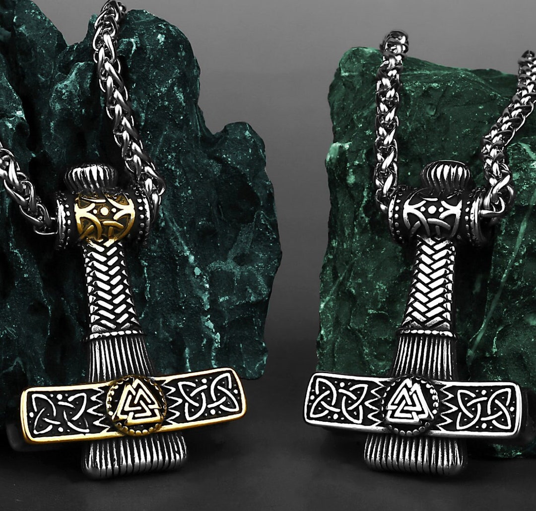 Norse Viking Mjolnir Valknut Necklace Stylish Thors Hammer - Etsy