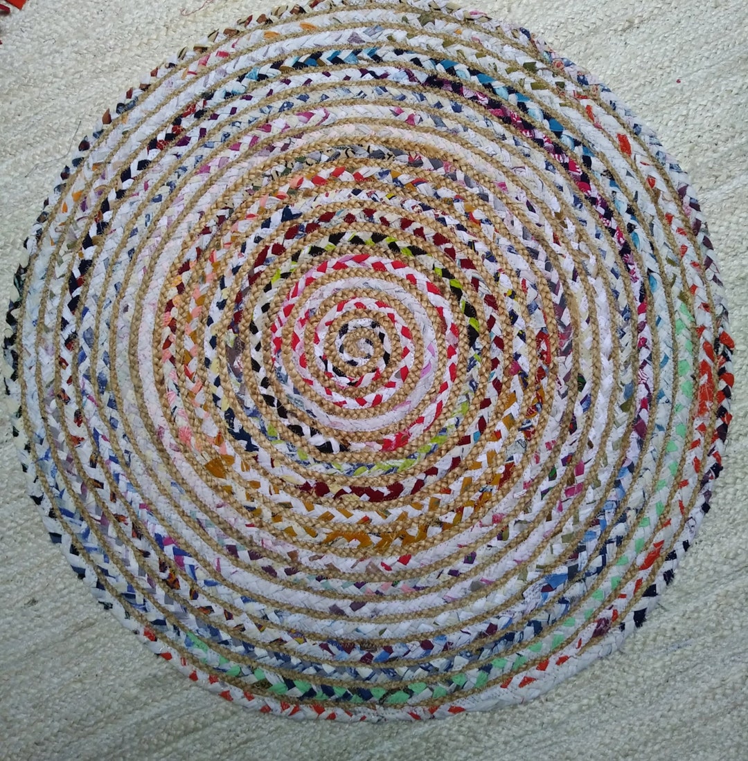 Handmade Braided Jute Chindi Rug: 4x4 Ft Round, Rug and Carpet Multi ...