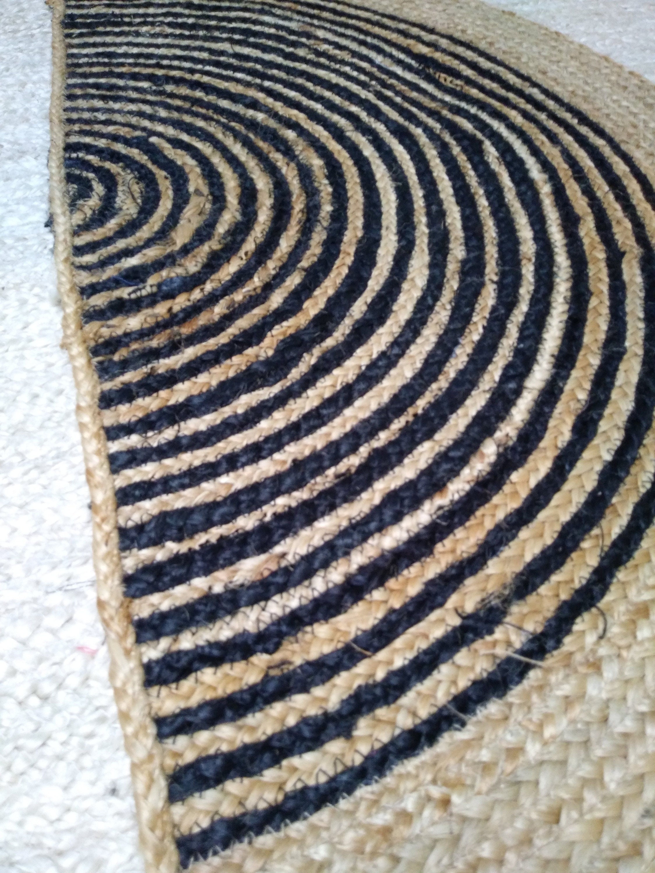 Braided Natural Jute Black Colour Doormat, Vintage Boho Mat 18x36 Inch ...