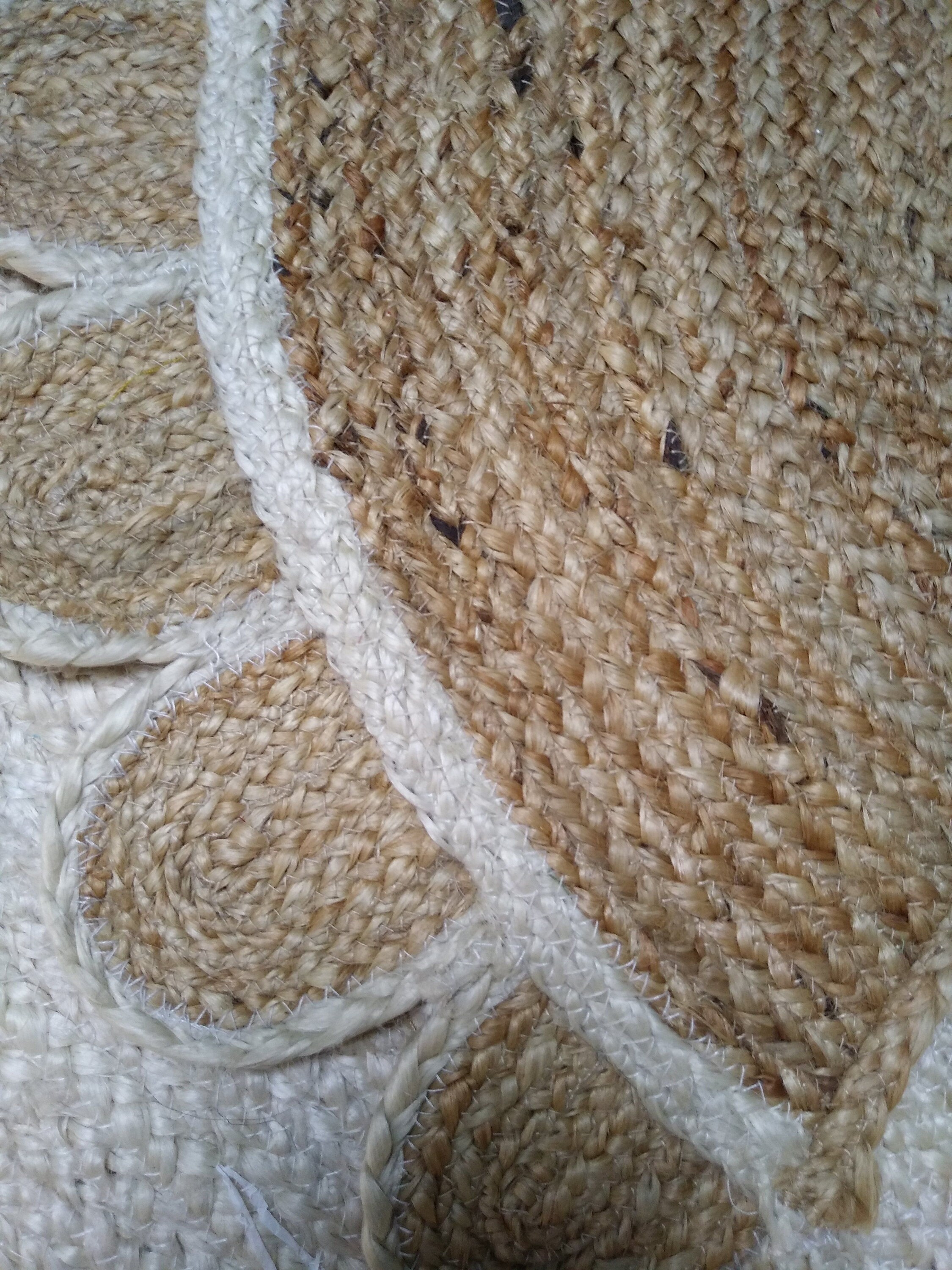 Scalloped Jute Braided Half Circle Doormat, Vintage Boho Mat, Eco ...