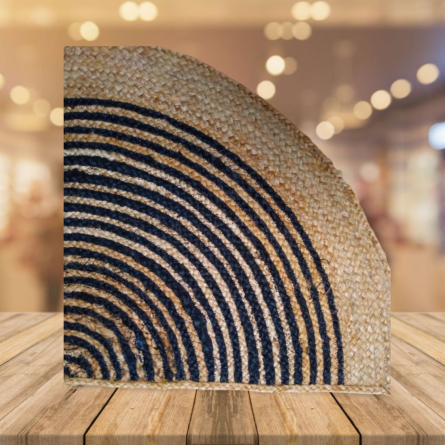 Braided Natural Jute Black Colour Doormat, Vintage Boho Mat 18x36 Inch ...