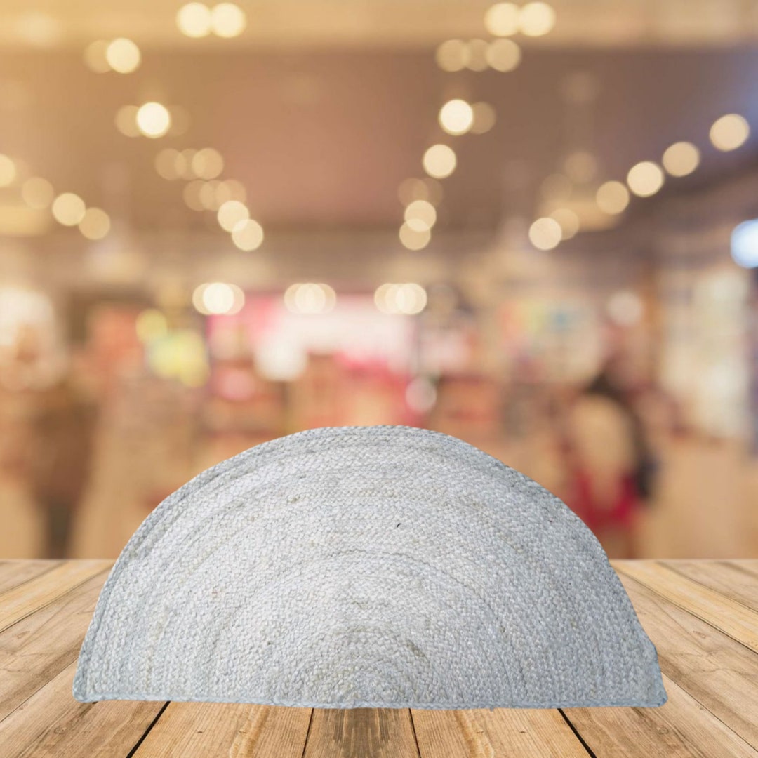 Braided Natural Jute White Colour Half Circle, Round, Doormat, Vintage ...