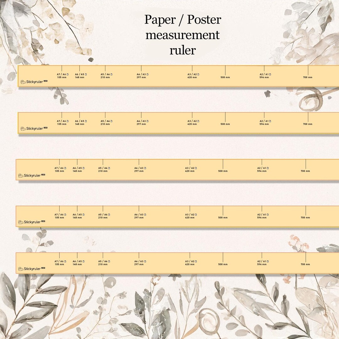 Paper / Poster Ruler Decal Sticker Adhesive With A0 A1 A2 A3 A4 A5 A6 ...