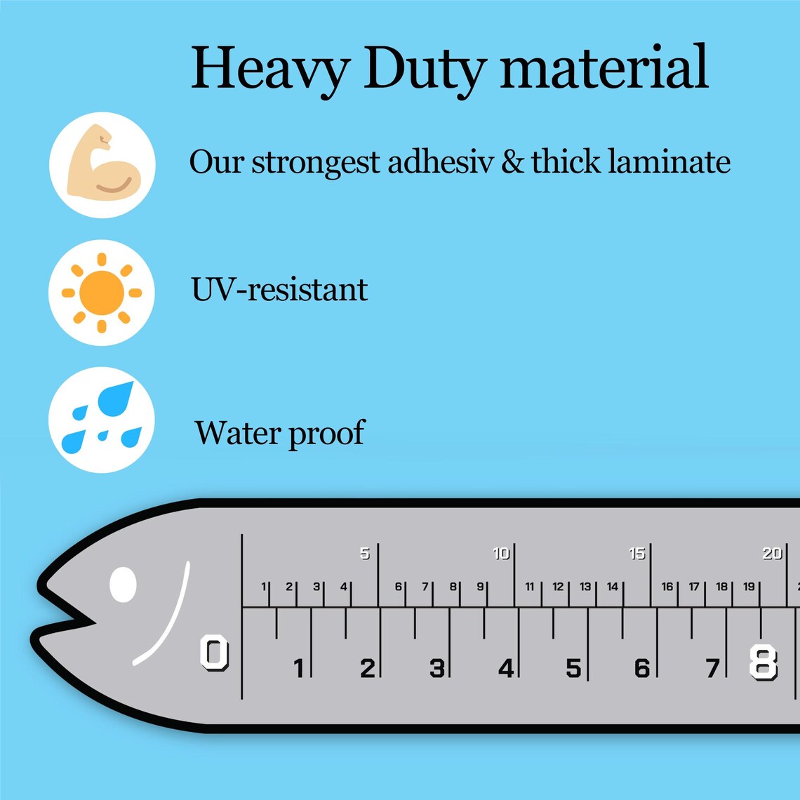 Fish Ruler Decal Sticker Heavy Duty Adhesive 32 Inches 81cm for Fishing ...