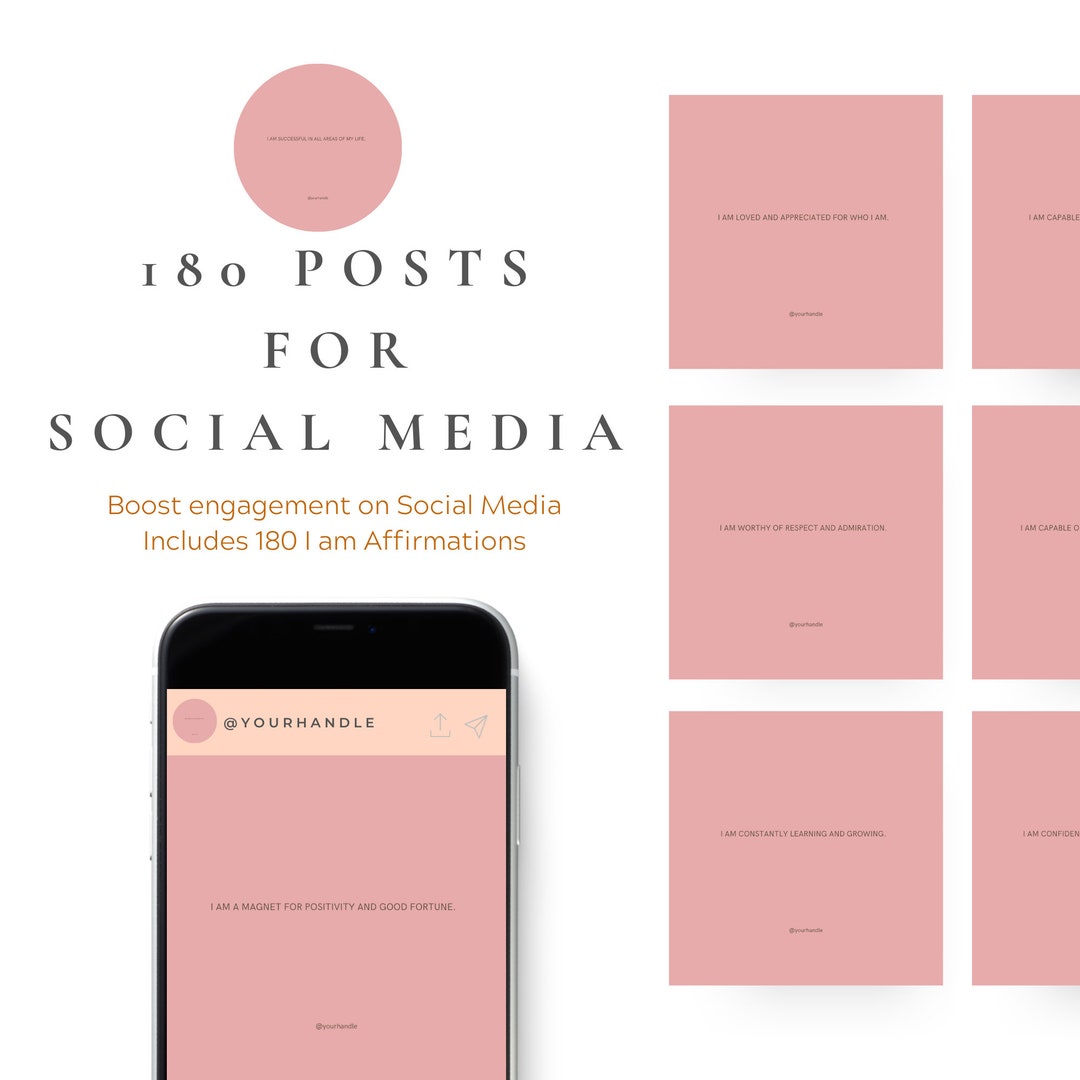 180 Instagram Post Templates | Affirmation Posts | Marketing Templates ...
