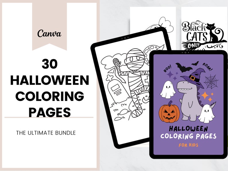 Kids Coloring Pages | Fall Halloween | 30 Pages of Fun - Etsy