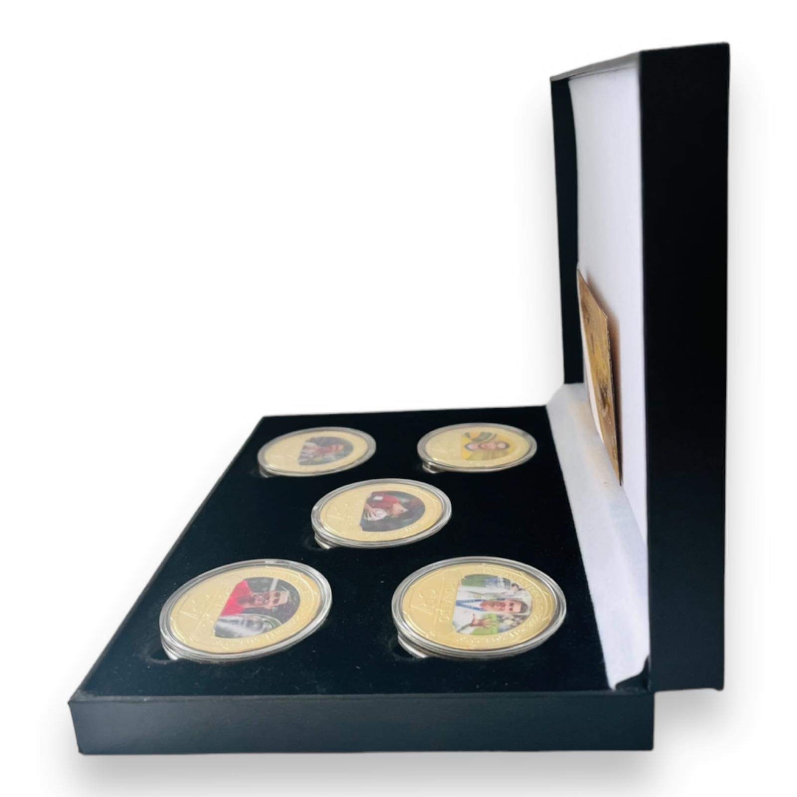 Cristiano Ronaldo / Lionel Messi X5 Gold Plated Coins Inside Display ...