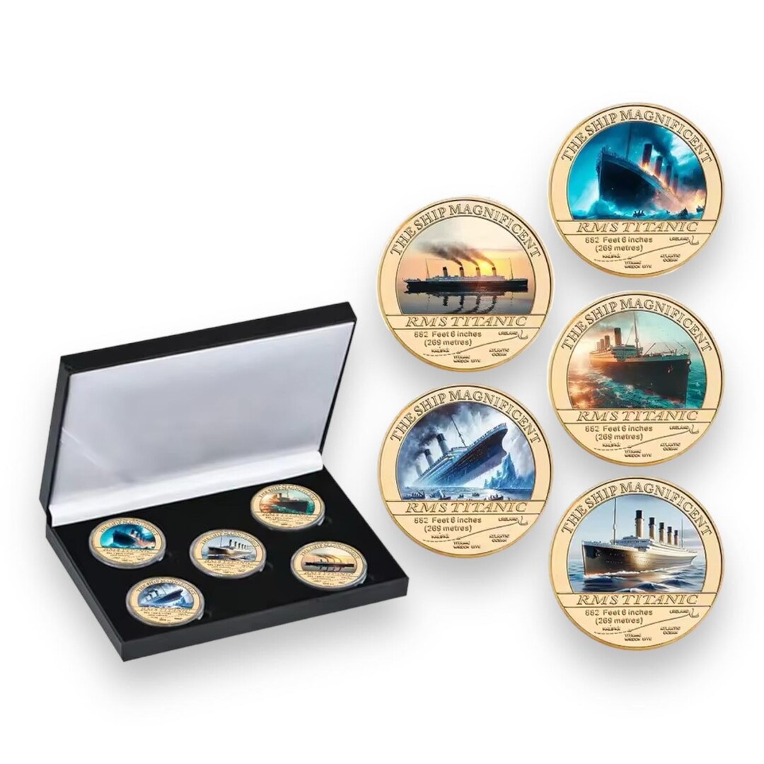 The Magnificent RMS Titanic X5 Gold Plated Coins Inside Display Box - Etsy