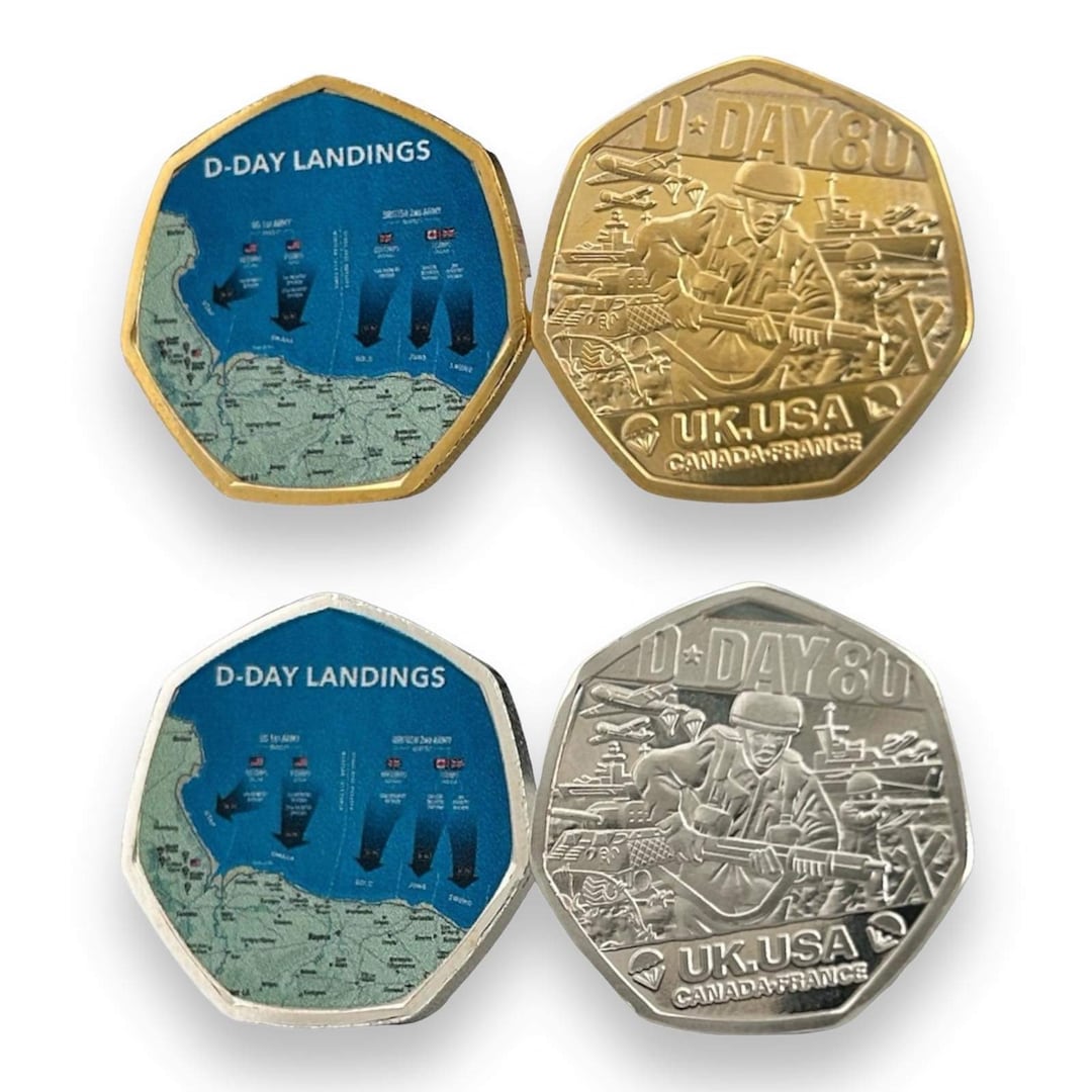 D Day Anniversary the Normandy Landings 50p Shaped Commemorative Coin ...