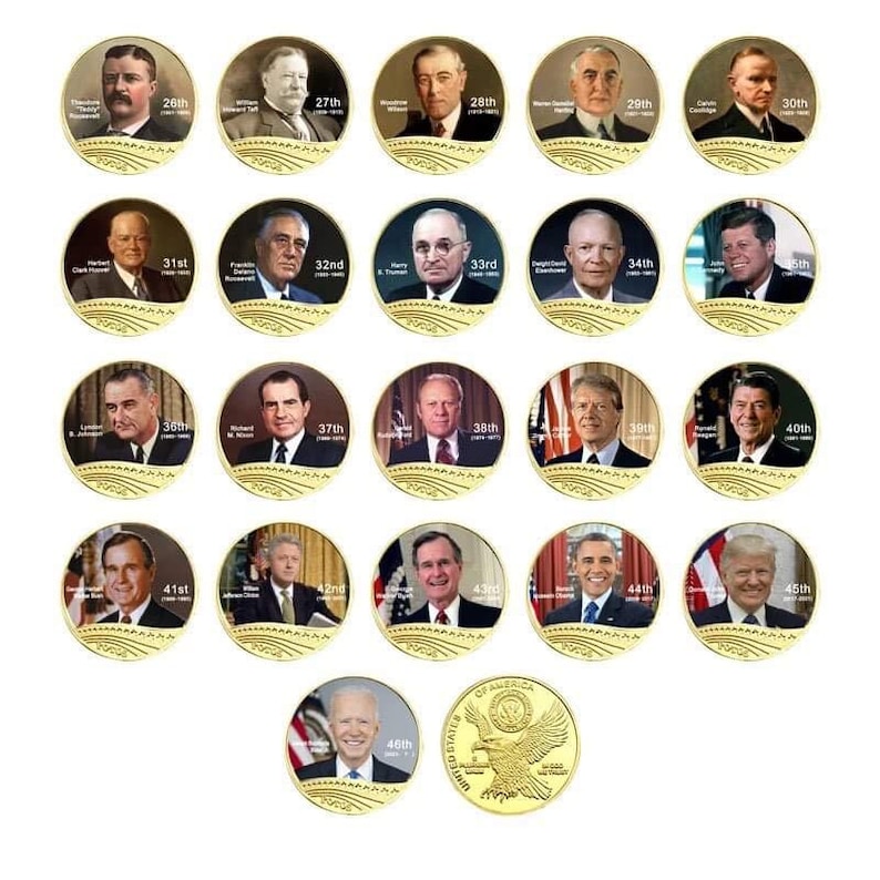 The Presidents of United States of America X46 Gold Plated Coins in A ...
