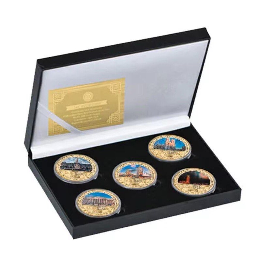 Londons Top Landmarks X5 Gold Plated Coins Inside Display Box - Big Ben ...
