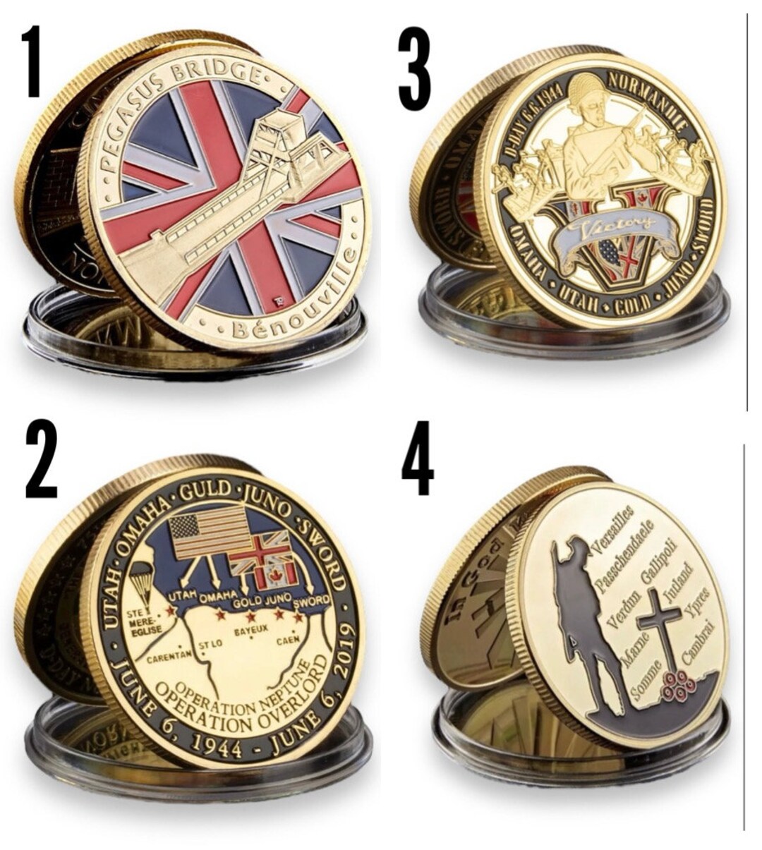 World War 1 - World War 2 Gold Plated Commemorative Coins - Etsy