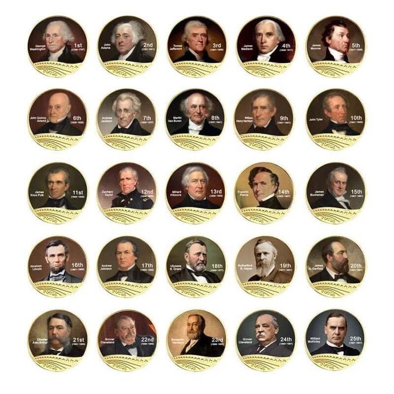The Presidents of United States of America X46 Gold Plated Coins in A ...