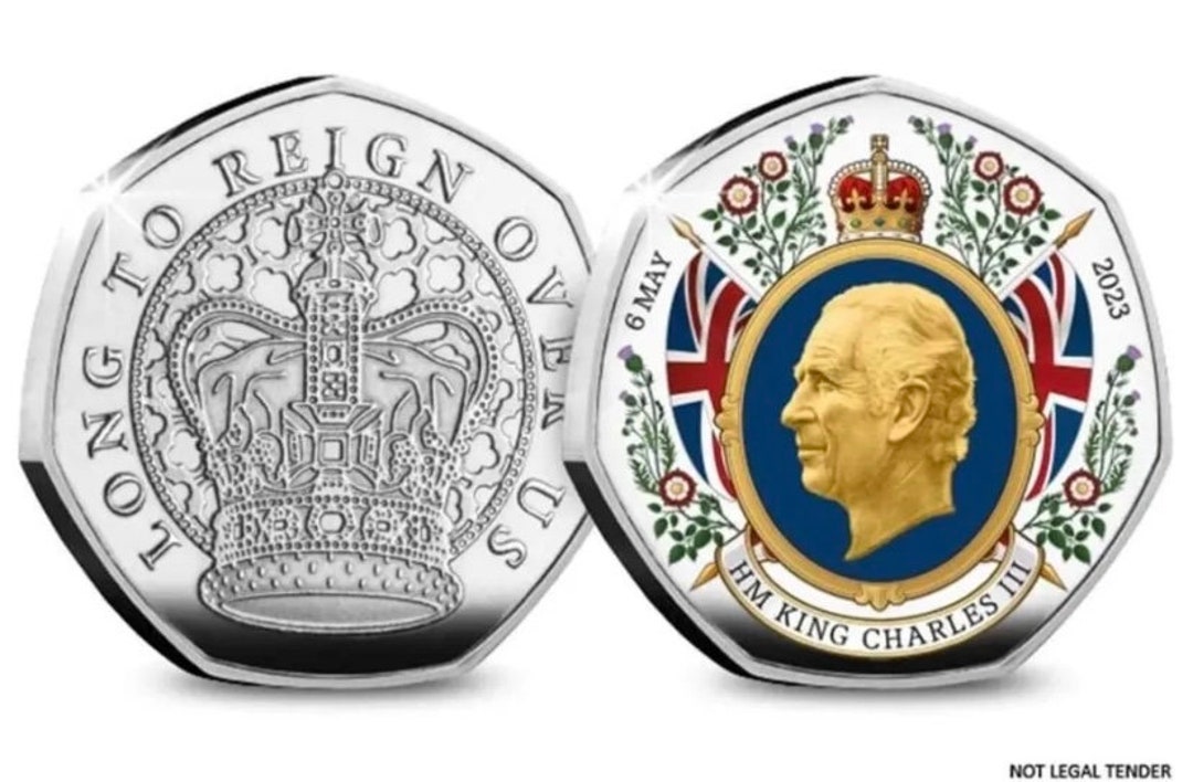 King Charles III - Coronation Crest 50p Shaped Commemorative Silver ...