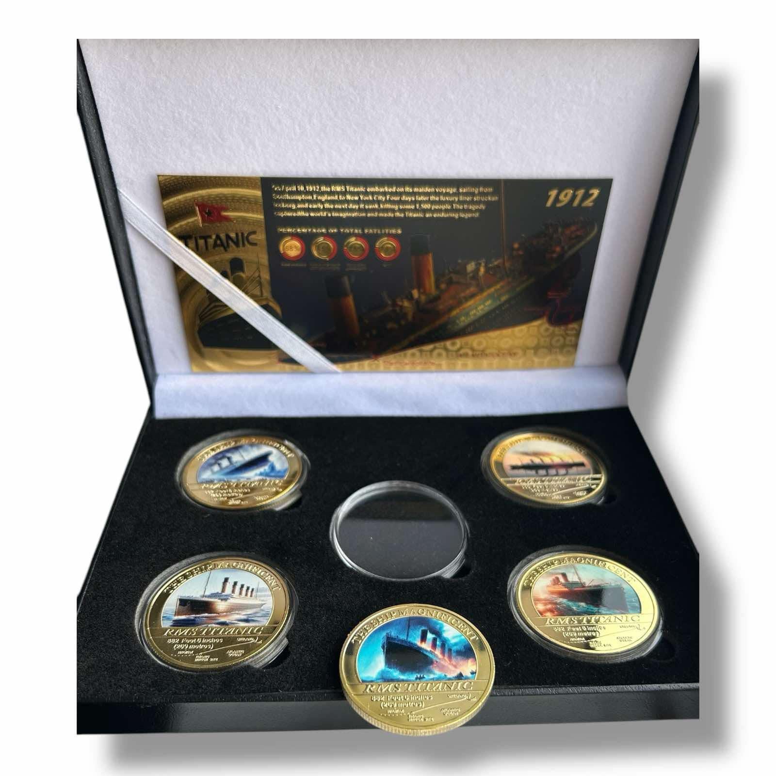 The Magnificent RMS Titanic X5 Gold Plated Coins & A Note Inside ...