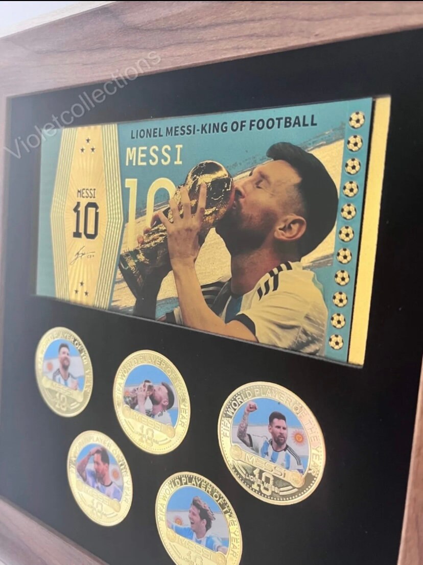 Cristiano Ronaldo / Lionel Messi X5 Coin Set & A Note Displayed Inside ...