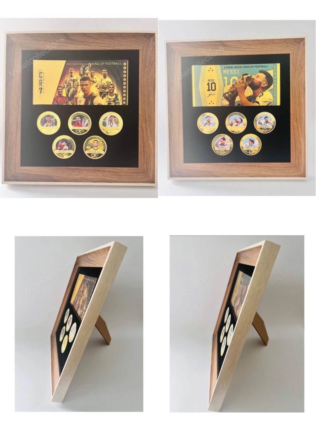 Cristiano Ronaldo / Lionel Messi X5 Coin Set & A Note Displayed Inside ...