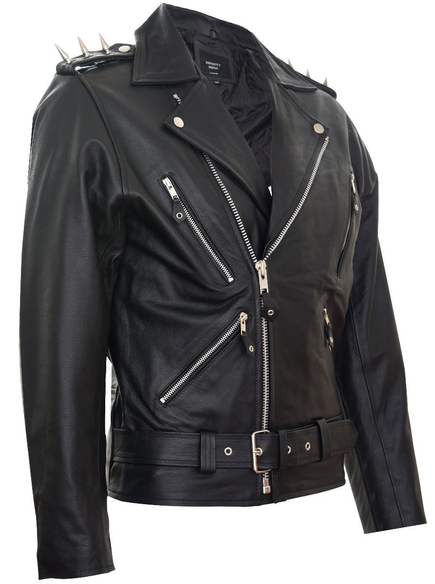 Mens Brando " Ghostrider "spiked Leather Biker Jacket - Etsy