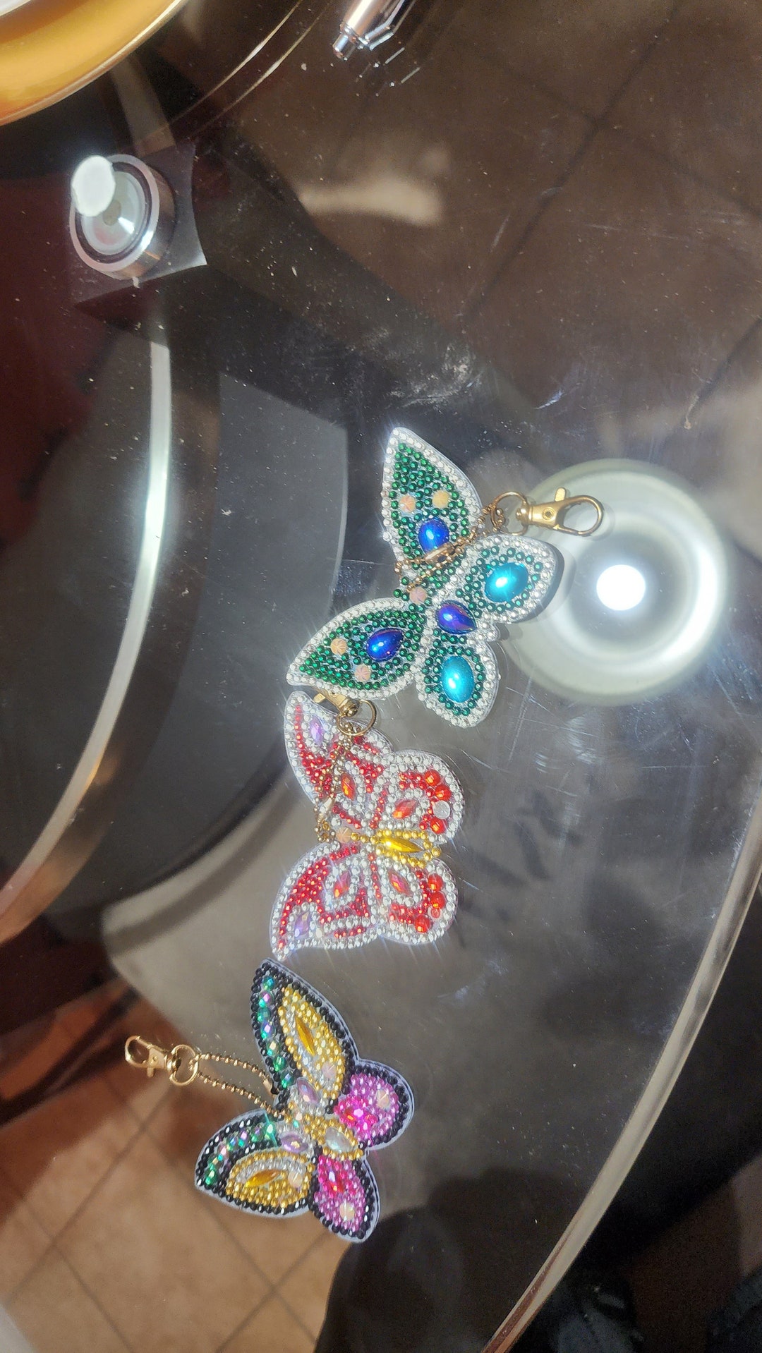 Butterfly Shaped Diamond Art Keychains - Etsy