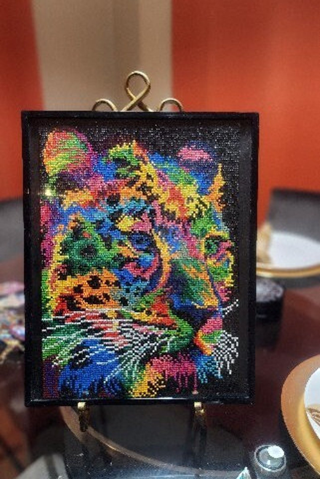 Finished and Framed Multi Color Tiger Diamond Art - Etsy