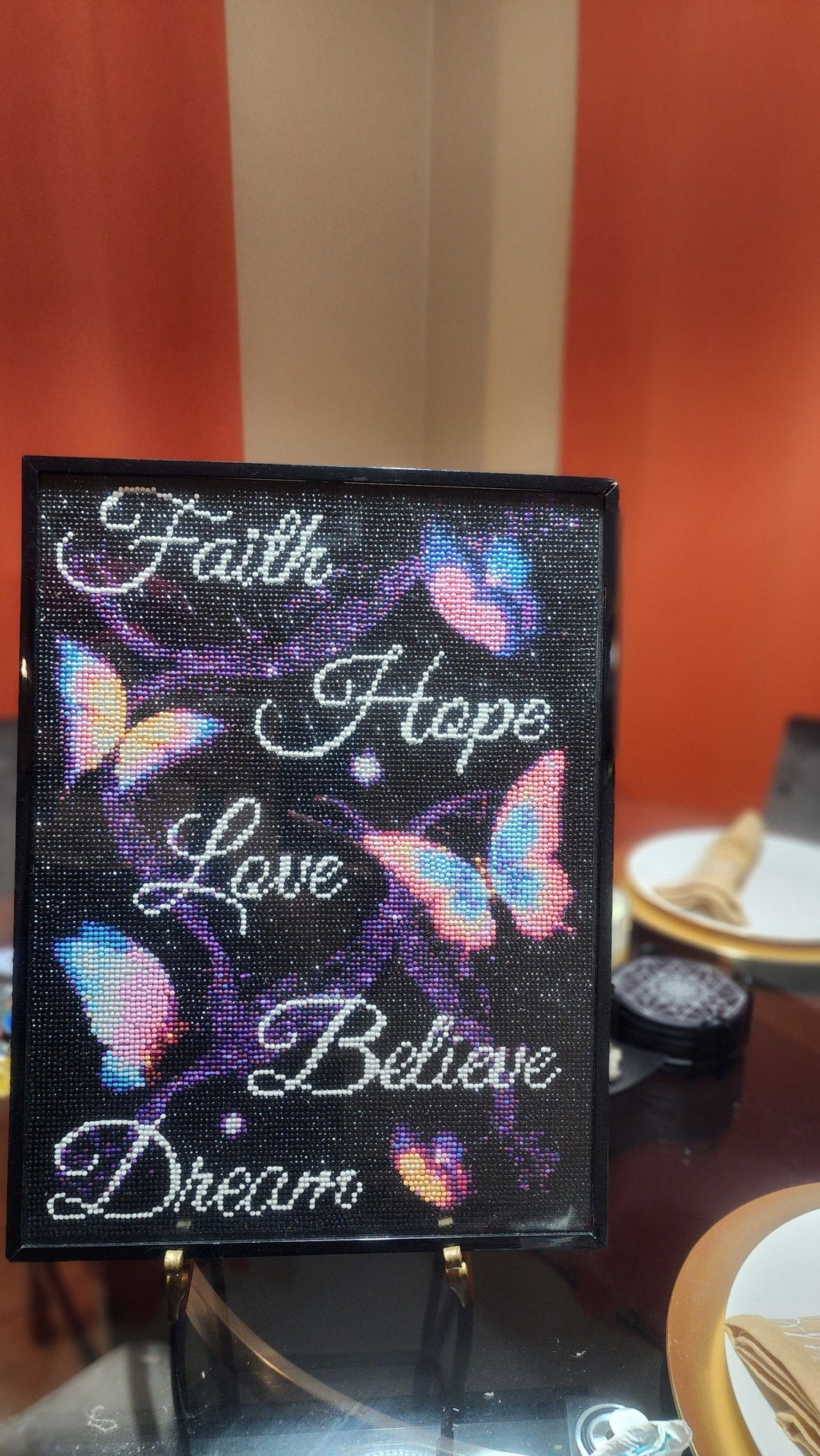 Finished and Framed Diamond Art Faith, Hope, Love, Believe and Dream - Etsy