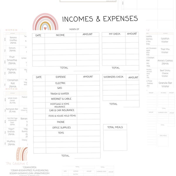 Daycare Expense Worksheet - Etsy