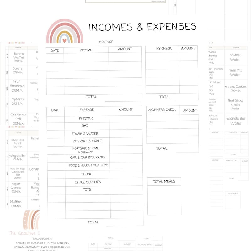 Daycare Expense Worksheet - Etsy