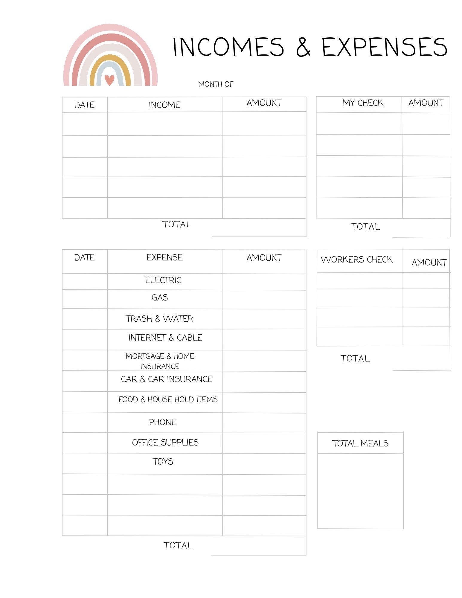 Daycare Income and Expenses Tracker - Etsy