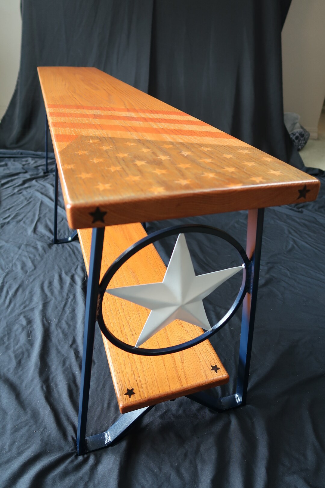 Solid Wood Patriotic Bench With Hand Colored American Flag - Etsy