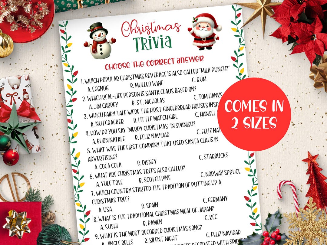 Printable Christmas Trivia, Christmas Trivia Game, Christmas Games for ...