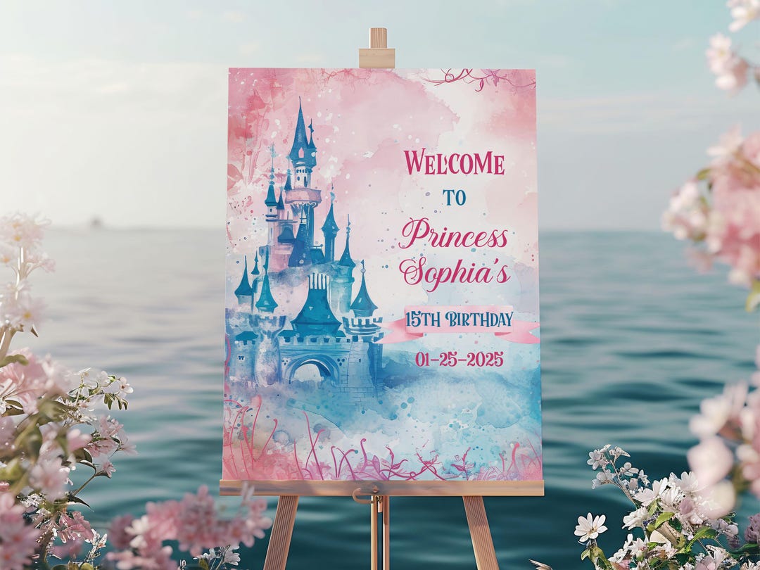 Editable Princess Welcome Sign, Printable Princess Event Sign, Princess ...